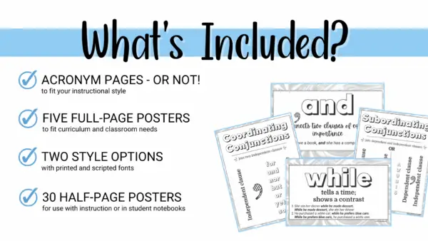 Conjunctions Posters (Coordinating & Subordinating)